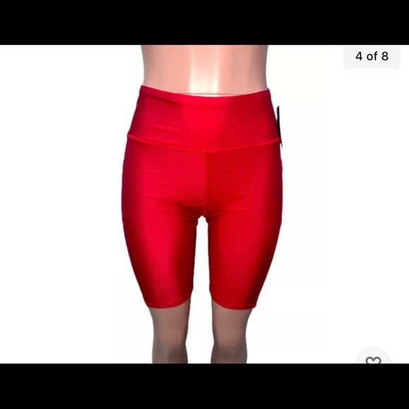 Shorts | Sporty Sexy Shiny Red Stretchy Spandex Knee Bike Shorts 2 ...